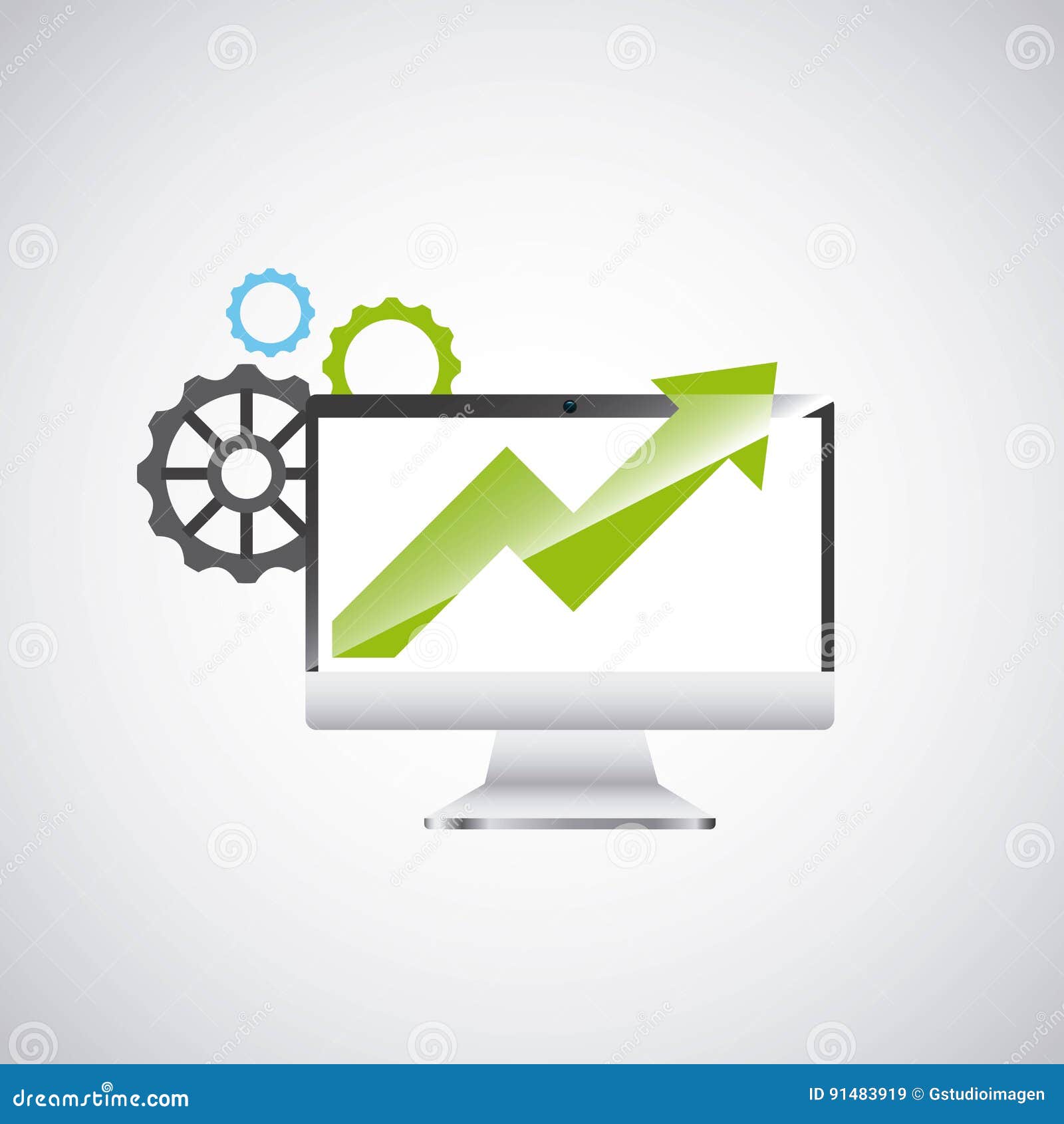 Economy Growth Desktop Computer Technology Icon Stock Vector ...