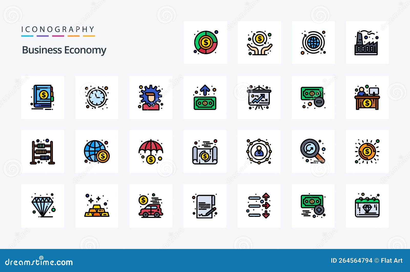 25 Economy Line Filled Style Icon Pack Stock Vector - Illustration of ...