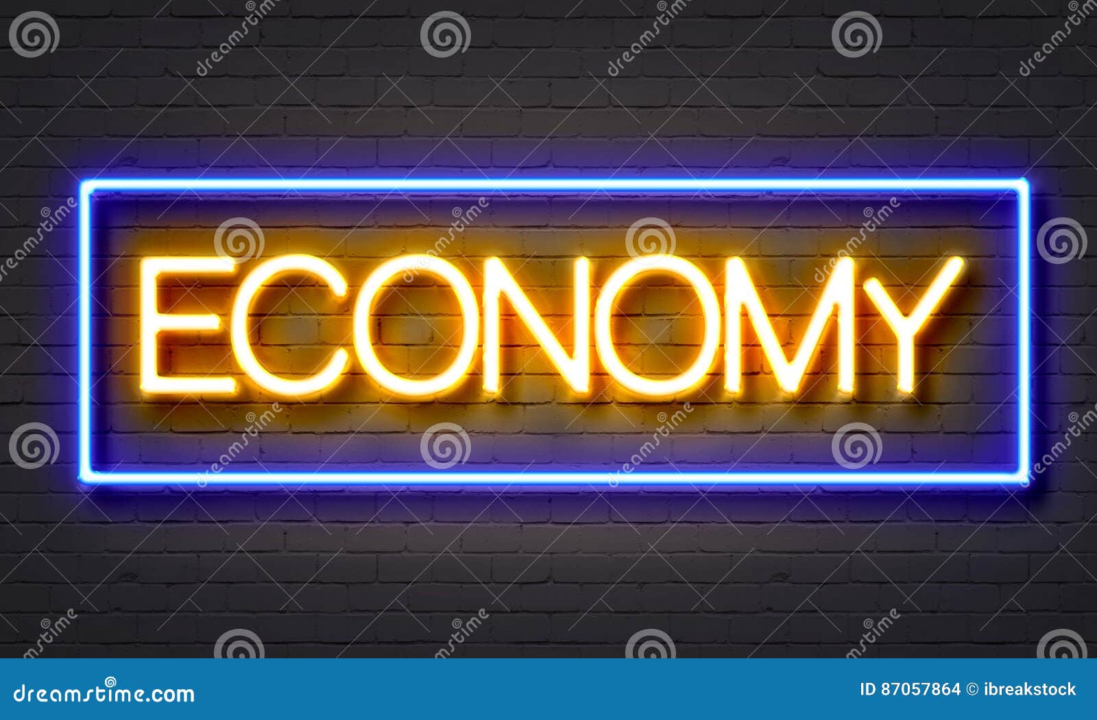 Economy Neon Sign on Brick Wall Background. Stock Photo - Image of ...