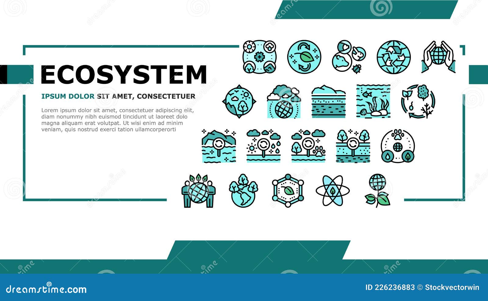 Ecosystem Environment Onboarding Icons Set Vector