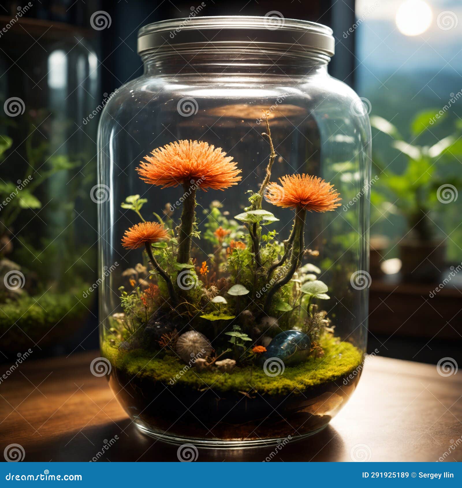 Ecosystem Inside Glass Bottle. Generative AI Stock Illustration ...