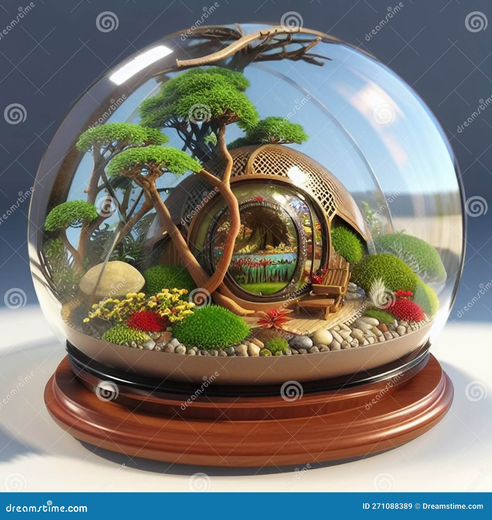 Ecosystem Inside Glass Dome. Generative AI Stock Illustration ...