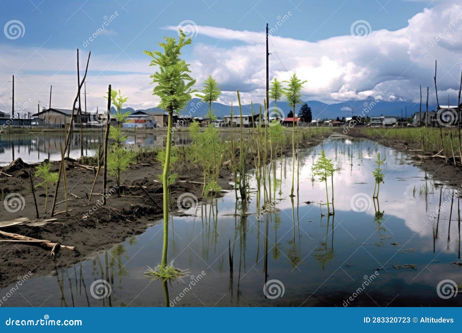 Ecosystem Recovery Post-tsunami: New Plant Growth Stock Illustration ...