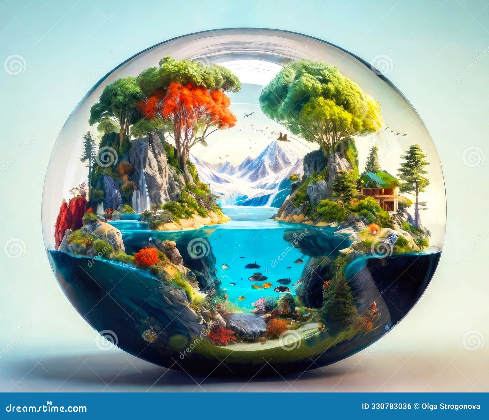 Ecosystem in Sphere Illustration Stock Photo - Image of disaster, globe ...