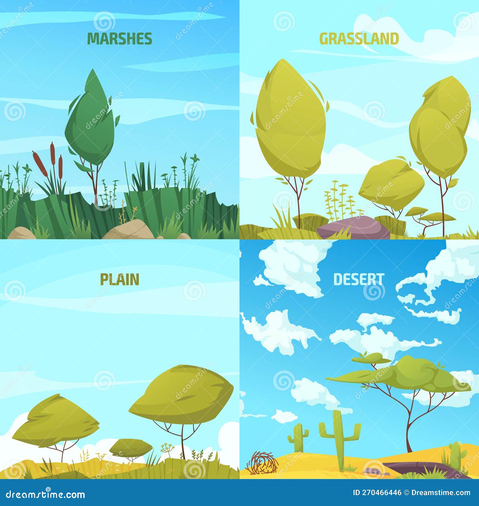 Ecosystem Types Set stock illustration. Illustration of biology - 270466446