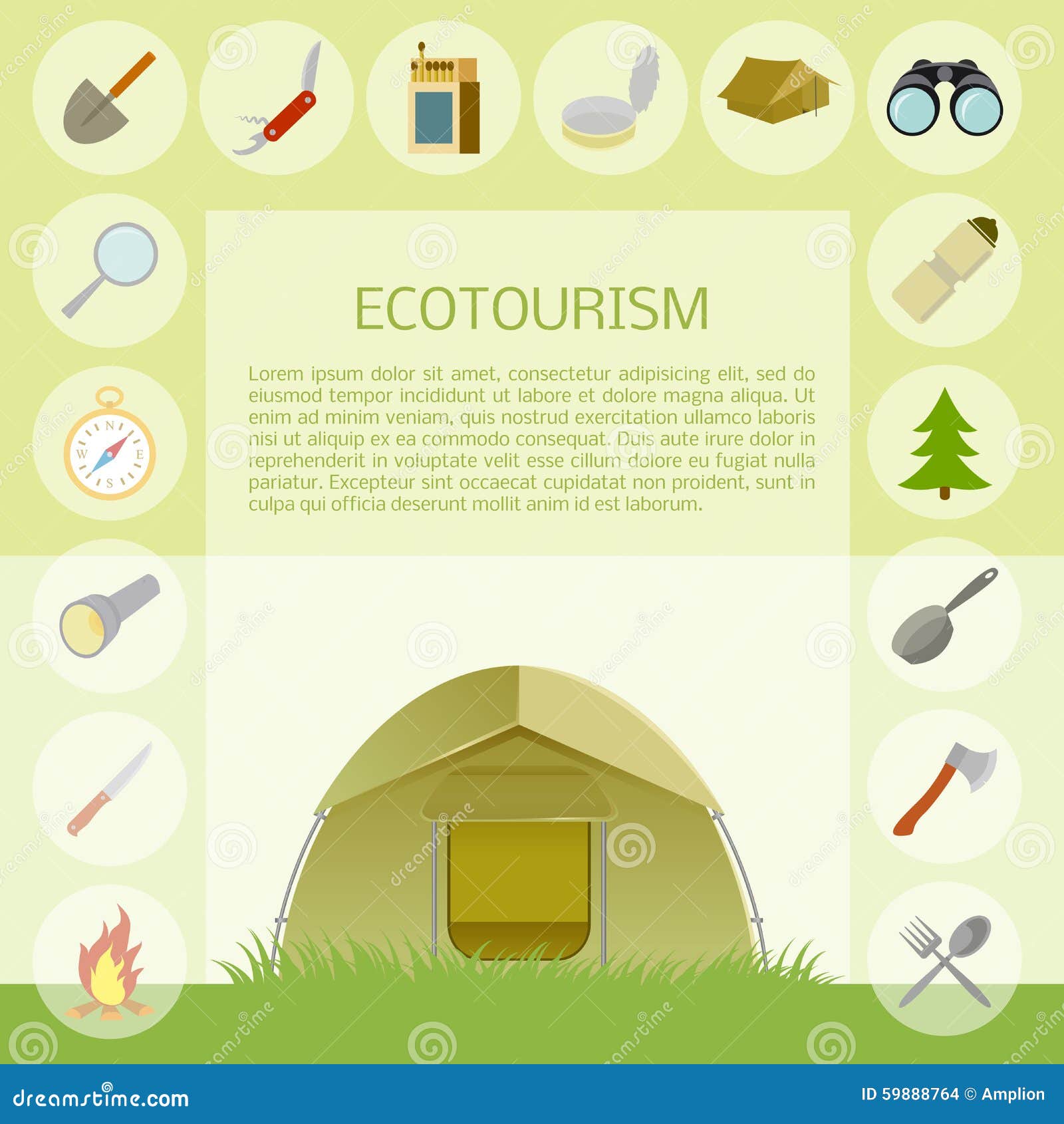 Vector Ecotourism Doodle On Watercolor Texture | CartoonDealer.com ...
