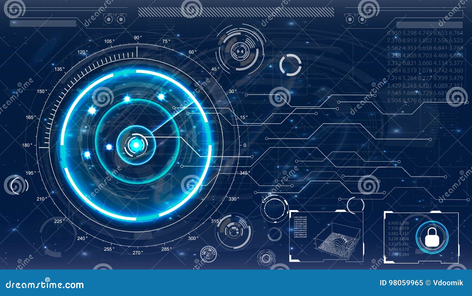 Ecrã De Radar Interface De Utilizador Futurista Ilustração do Vetor ...