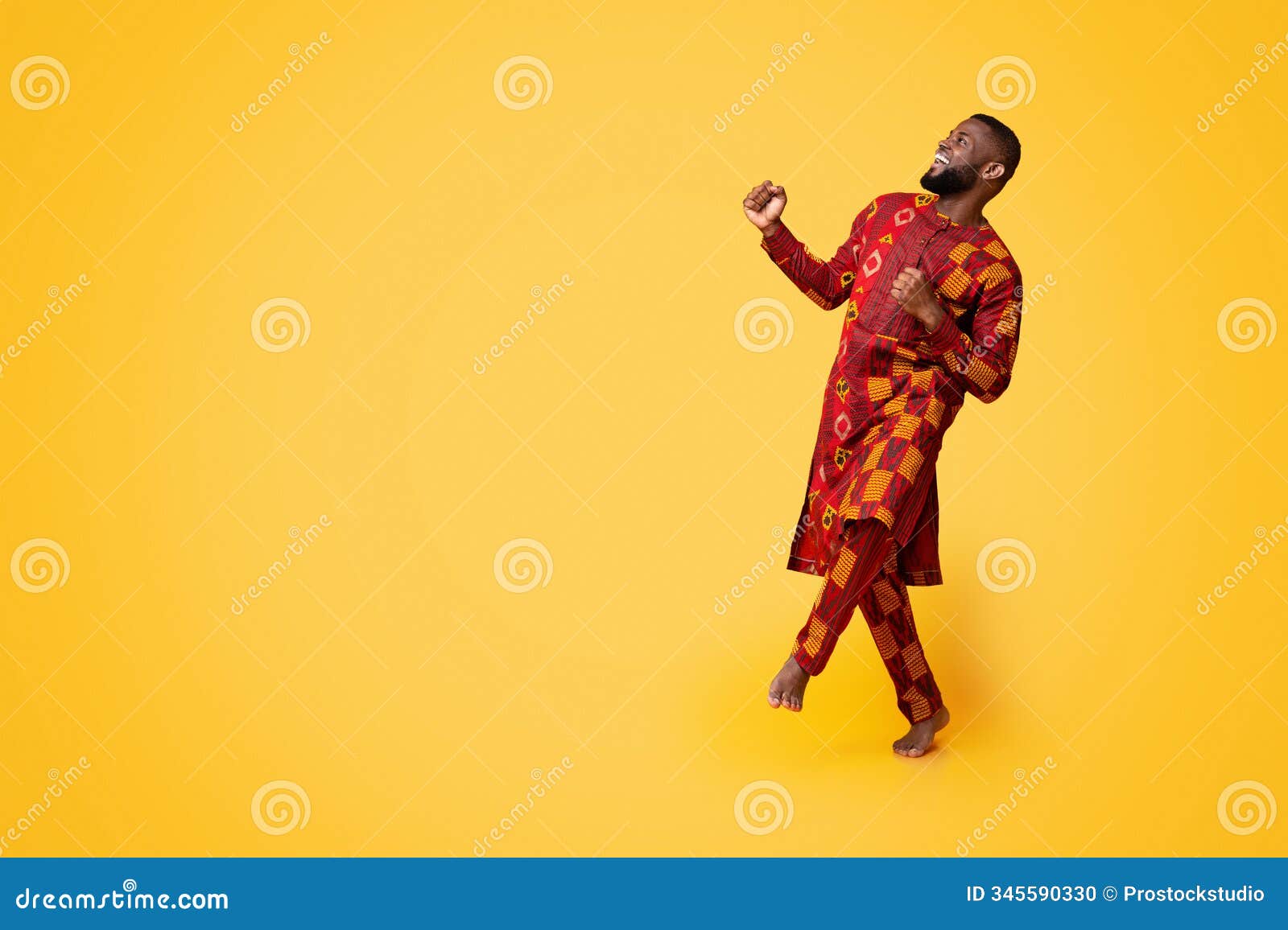 Ecstatic Black Man Dancing Over Yellow Background Stock Photo - Image ...
