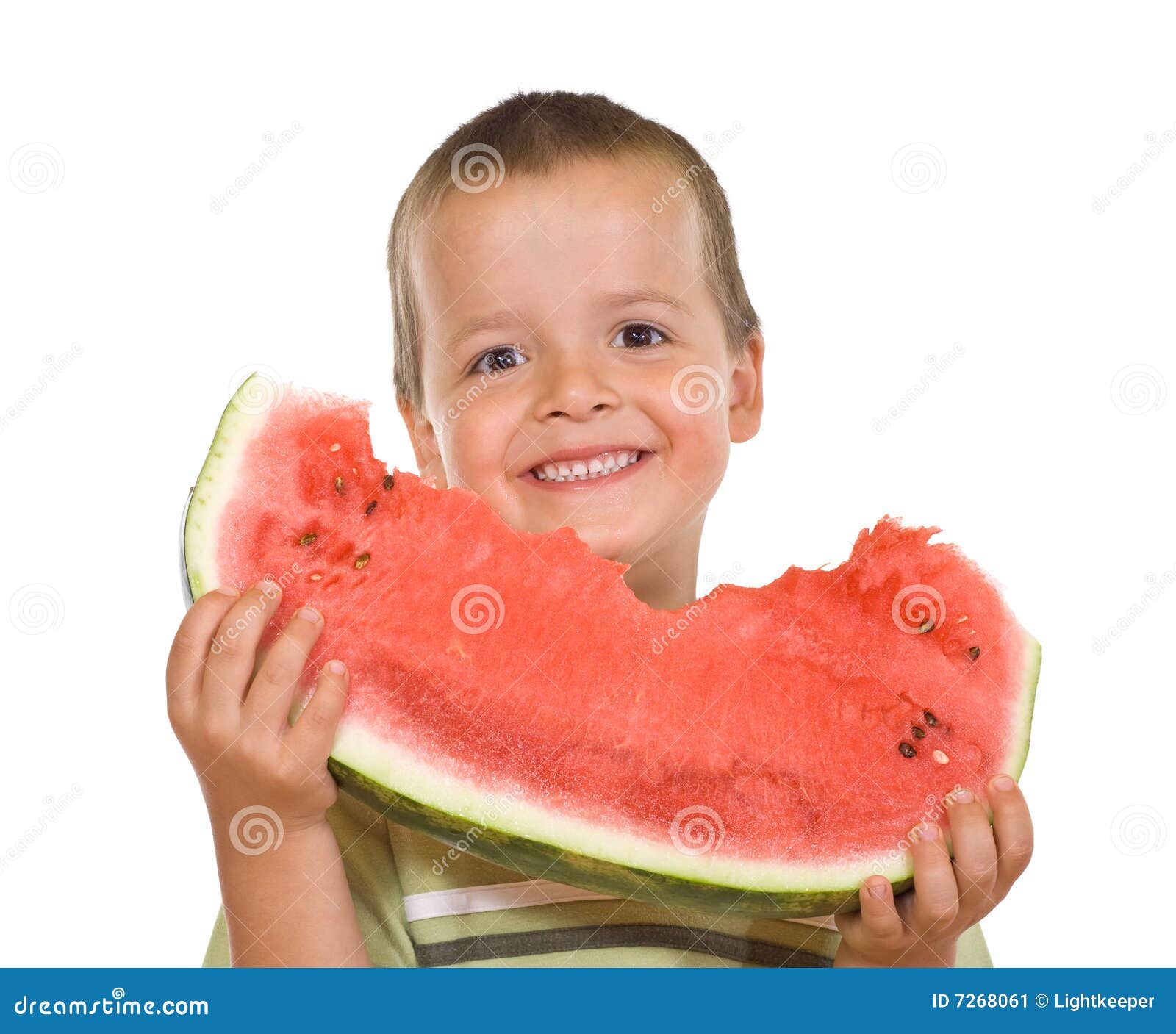 Ecstatic Boy with Watermelon Slice Stock Image - Image of childhood ...