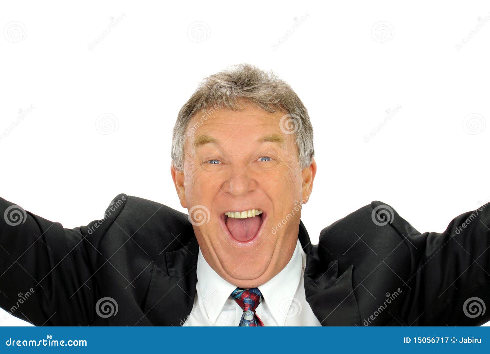 Ecstatic Middle Aged Businessman Screaming His Victory, White Long ...