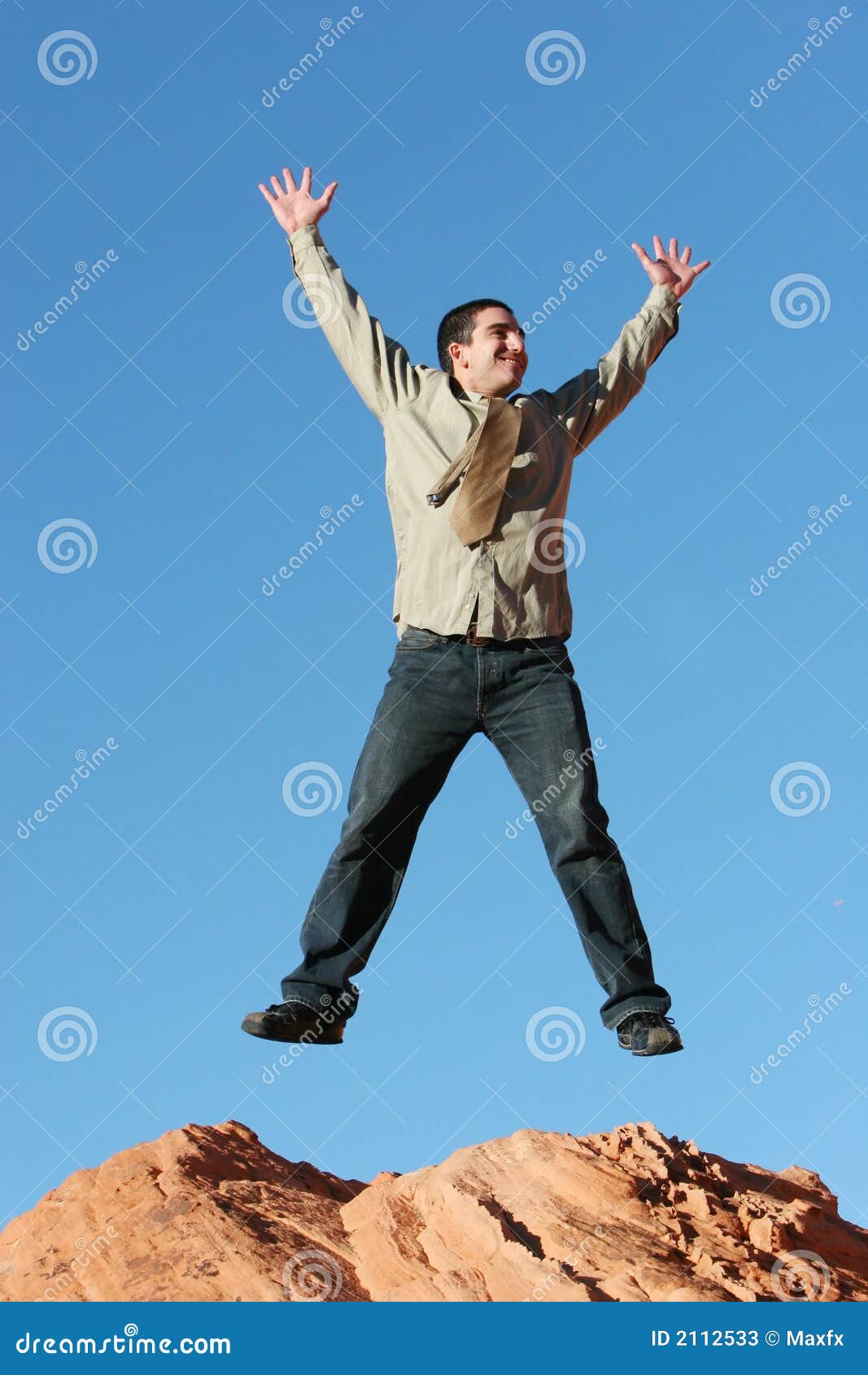 Ecstatic Businessman Jumping Stock Image - Image of confident ...