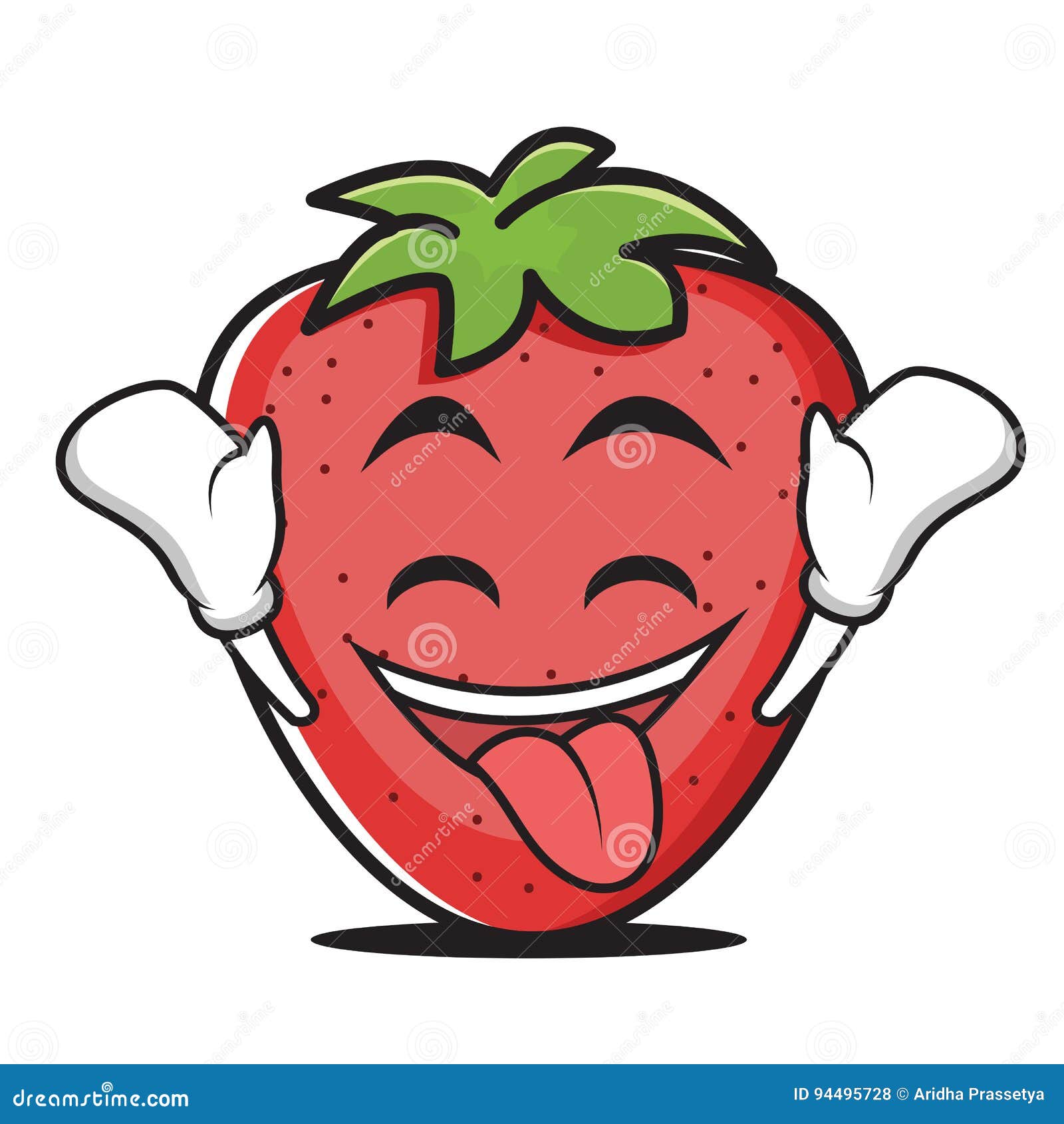 Ecstatic Face Strawberry Cartoon Character Stock Vector - Illustration ...