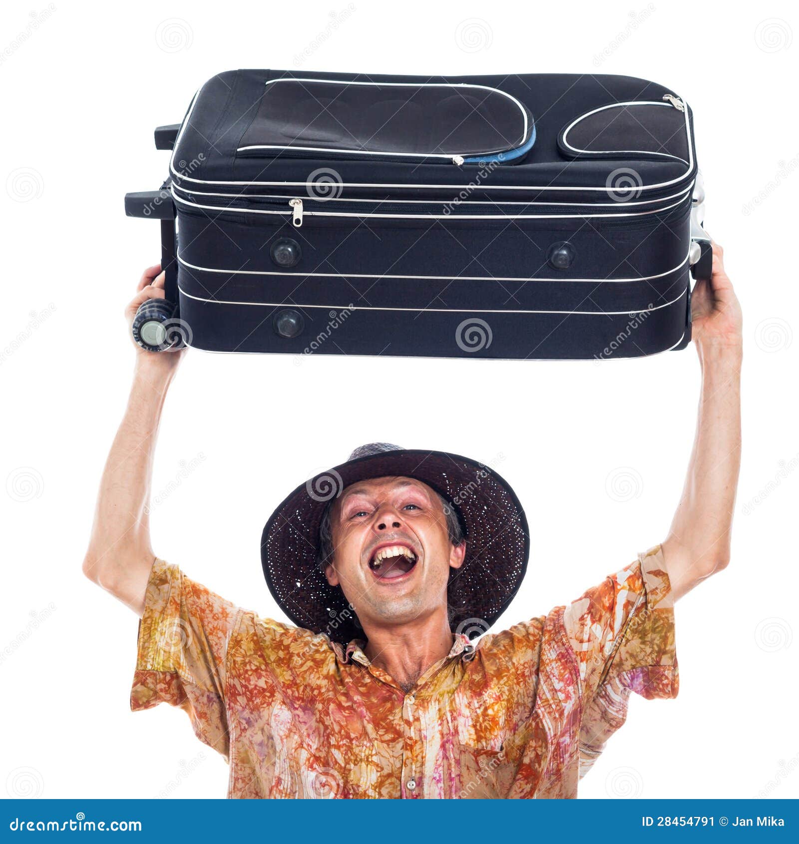 Ecstatic Happy Traveller with Luggage Stock Image - Image of holiday ...