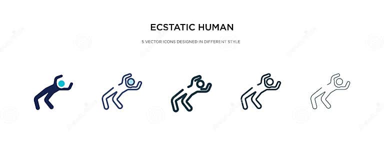 Ecstatic Human Icon in Different Style Vector Illustration. Two Colored ...