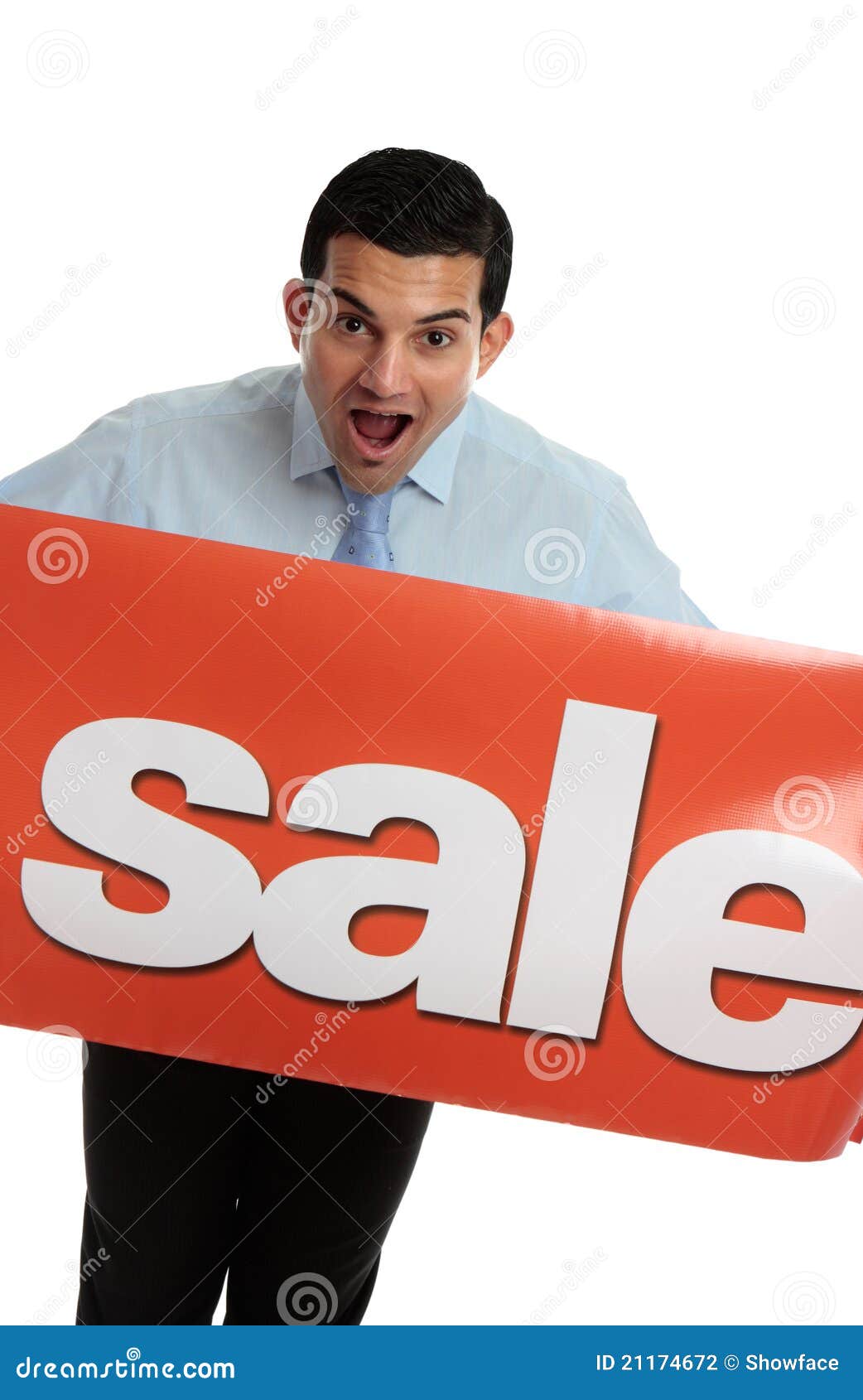 Ecstatic Man with SALE Sign Stock Photo - Image of ecstatic, manager ...