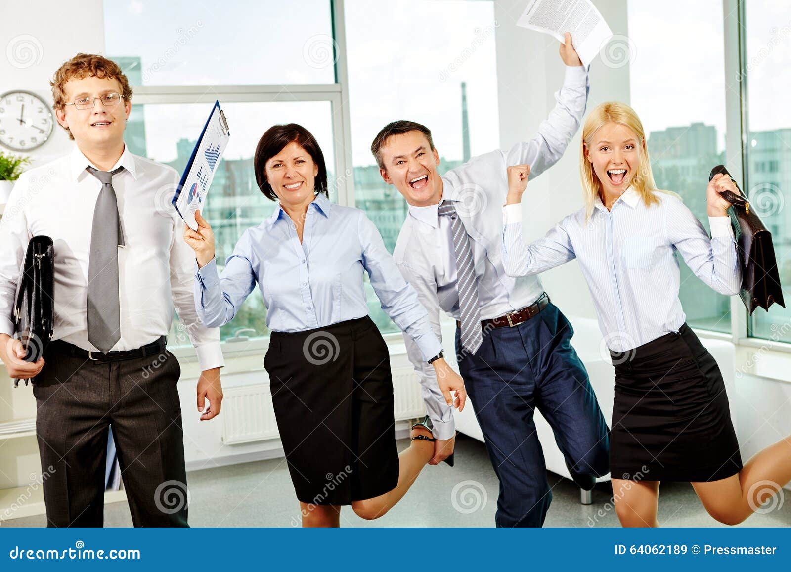 Ecstatic office workers stock image. Image of executive - 64062189