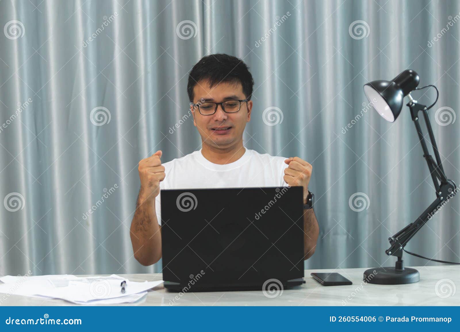 Ecstatic Web Developer Screaming in Joy and Making Gestures Celebrating ...