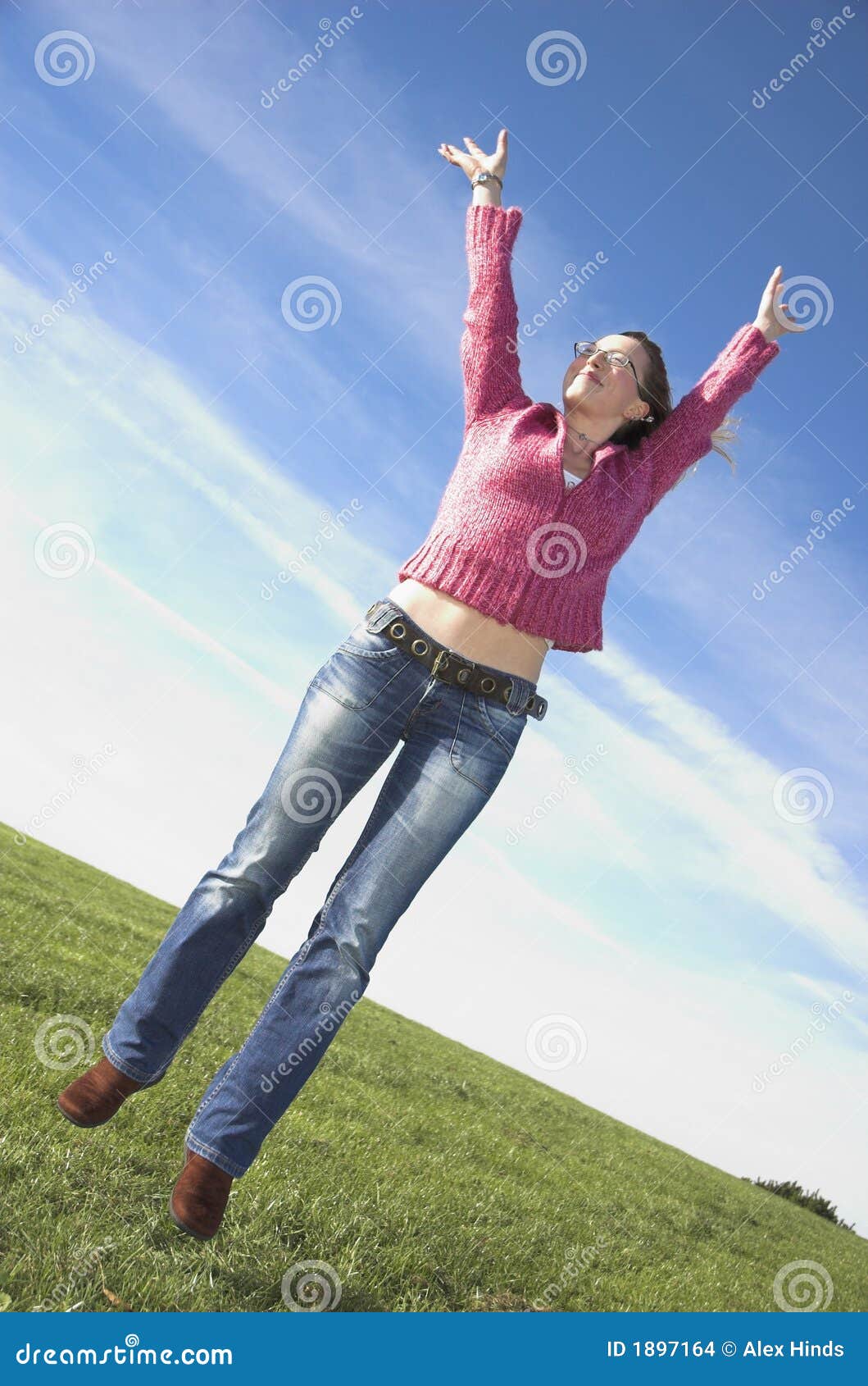 Ecstatic woman stock photo. Image of female, jumping, field - 1897164