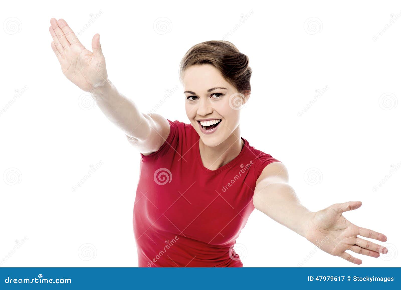 Ecstatic Woman with Open Arms Stock Image - Image of beautiful, white ...