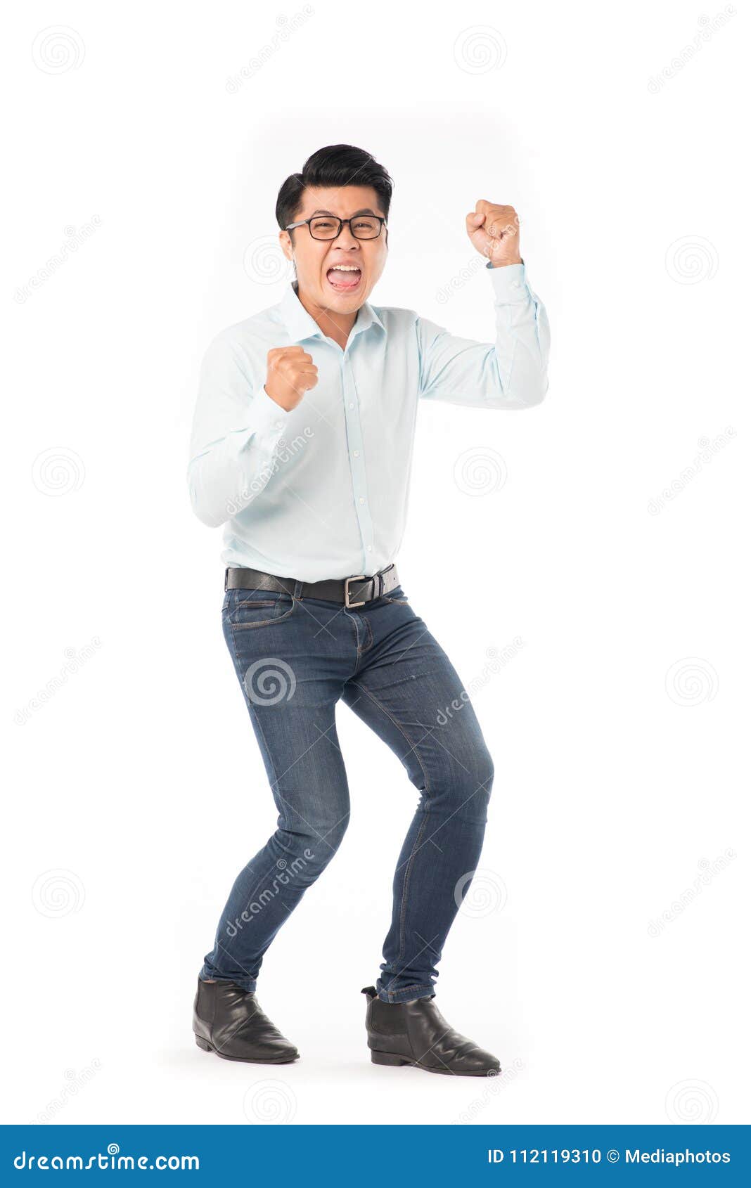 Ecstatic young man stock photo. Image of isolated, celebration - 112119310