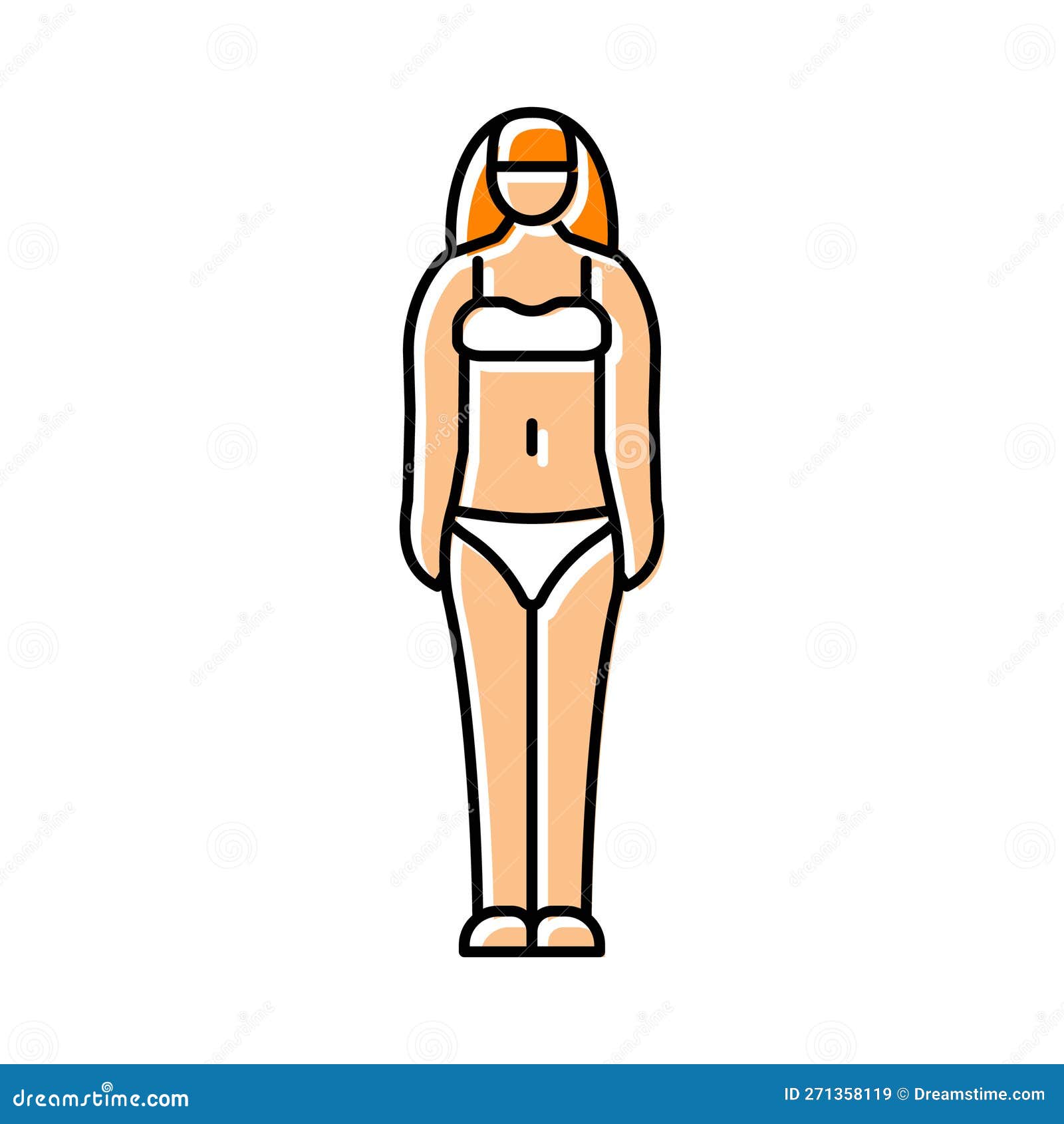 Ectomorph Female Body Type Color Icon Vector Illustration Stock Vector