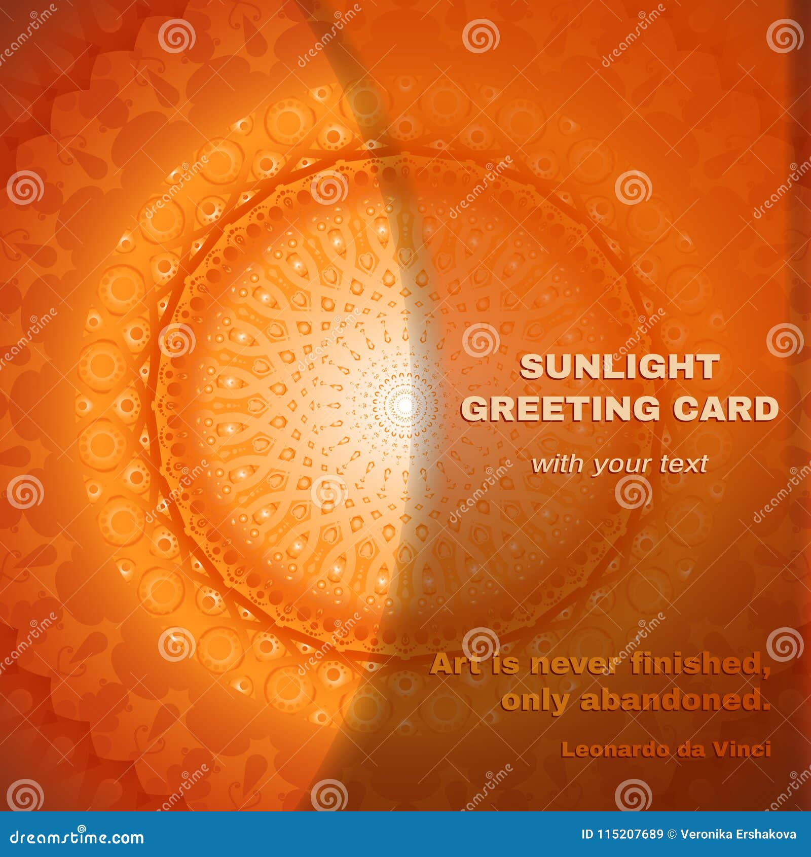 Ector Greeting Card with Round Pattern Orange Card Stock Vector ...