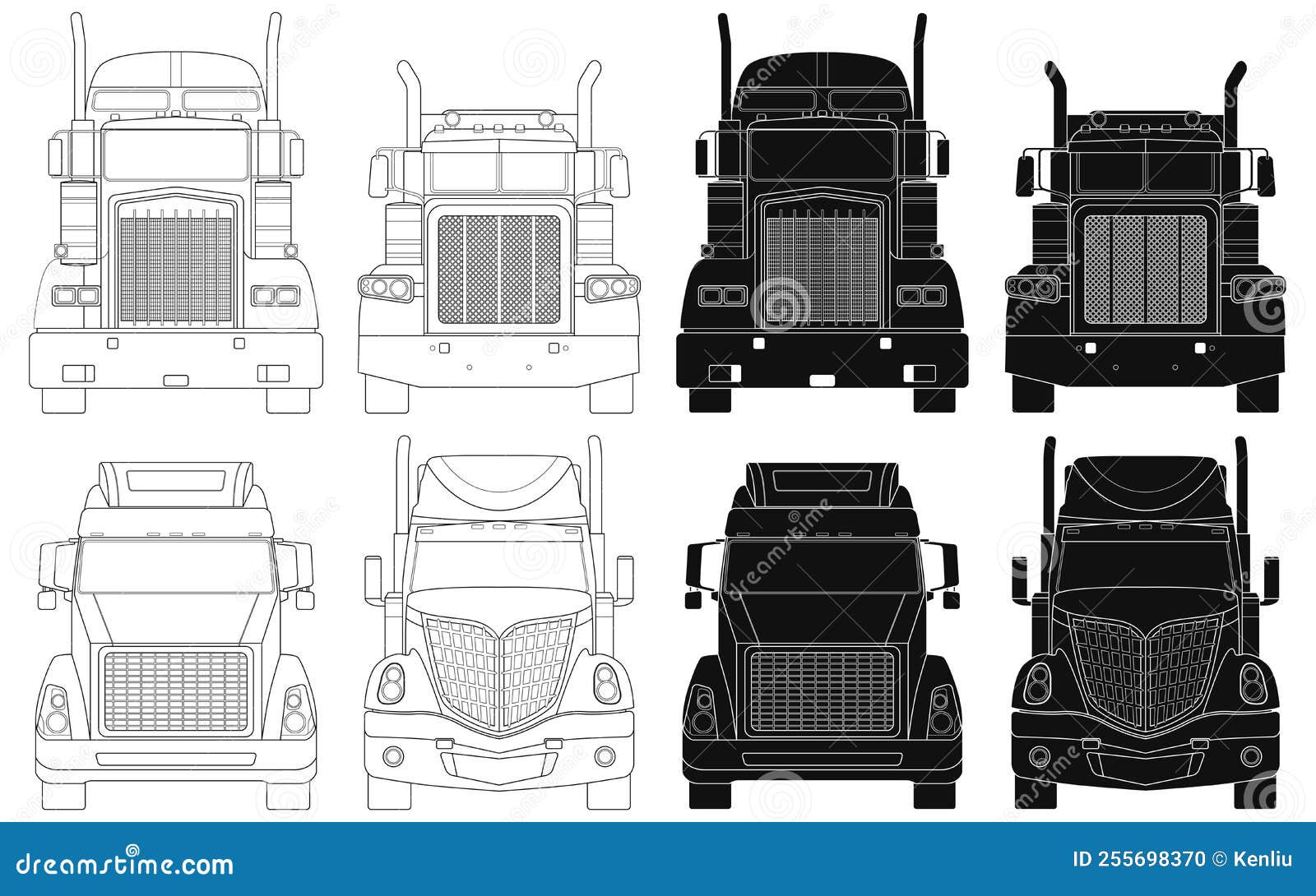 Ector Illustration Collection the Front Outline of Trucks Stock Vector ...