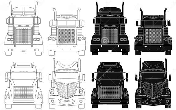 Ector Illustration Collection the Front Outline of Trucks Stock Vector ...