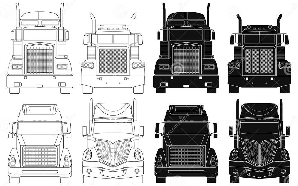 Ector Illustration Collection the Front Outline of Trucks Stock Vector ...