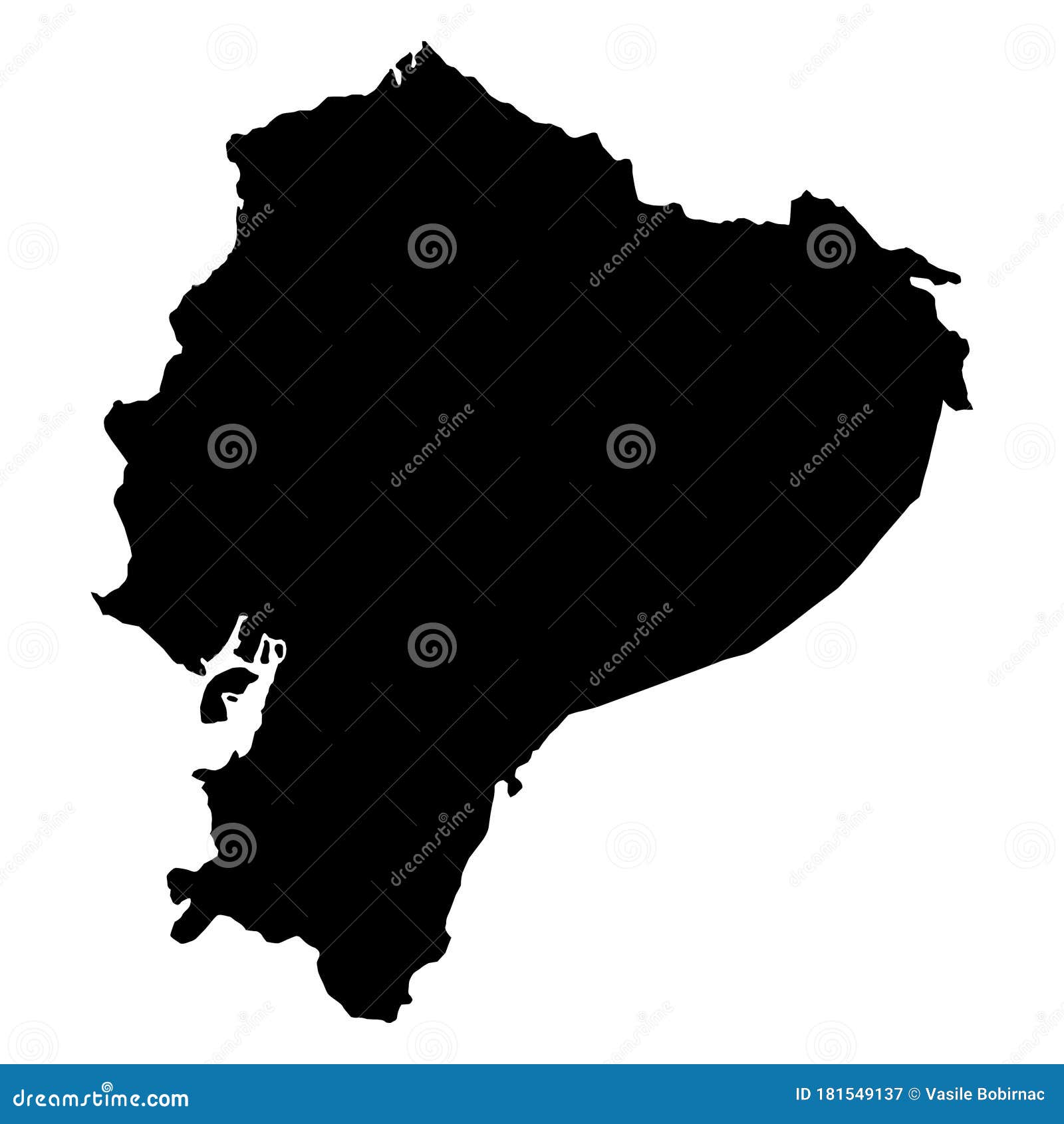 Ecuador Map. Black Silhouette Country Map Isolated On White Background ...