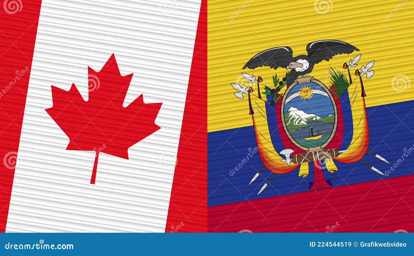 Ecuador And Canada Flags Together Paper Texture Illustration Royalty ...