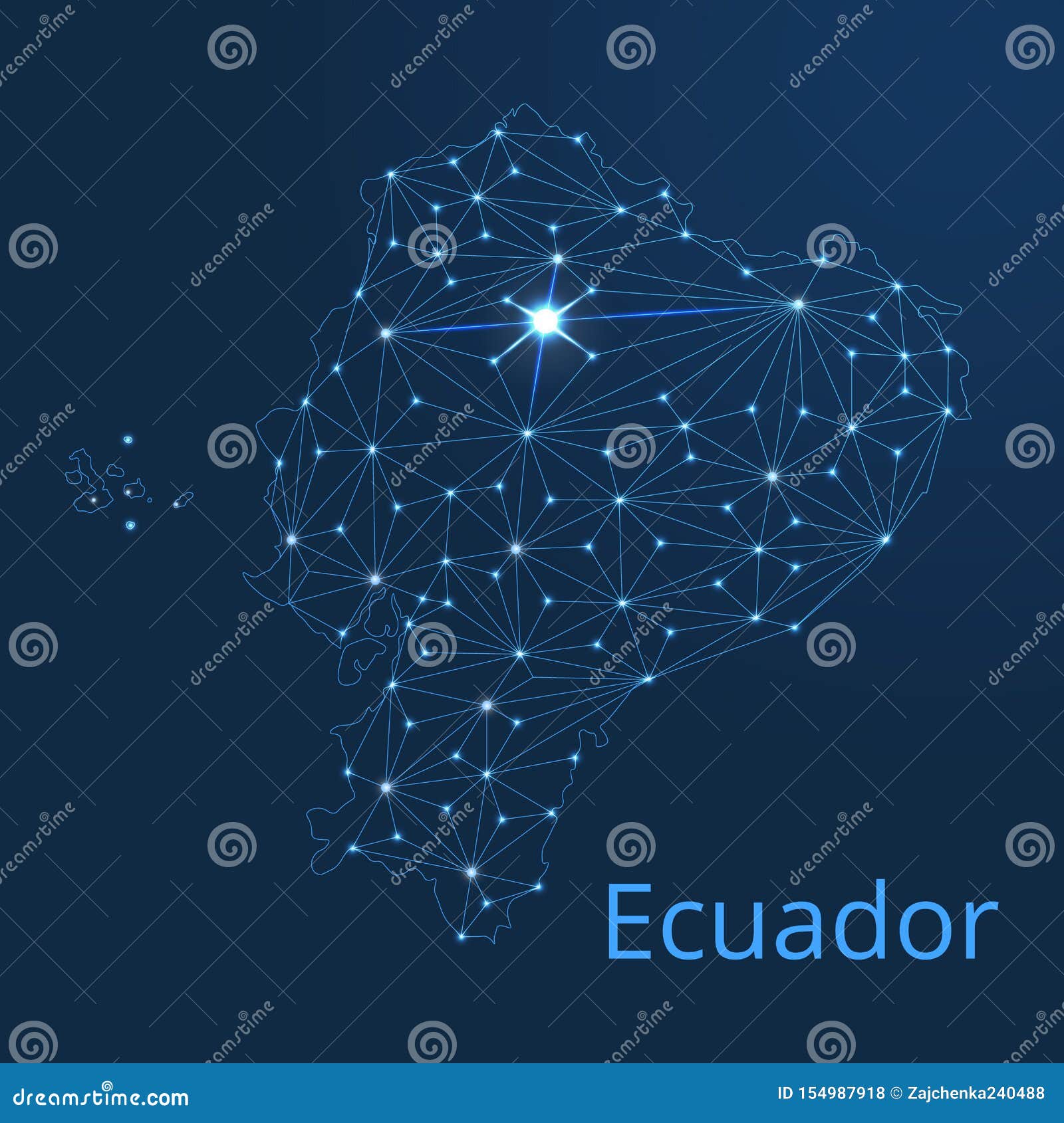 Ecuador Communication Network Map. Vector Image Of A Low Poly Global ...