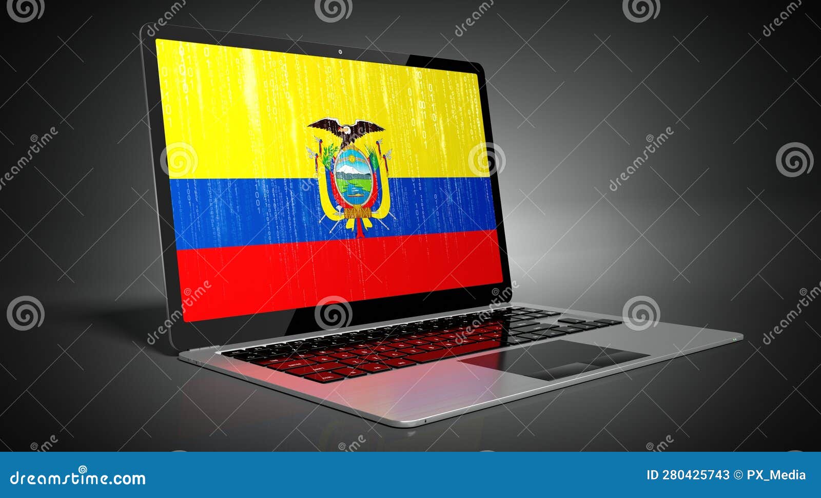 Ecuador - Country Flag and Binary Code on Laptop Screen Stock ...