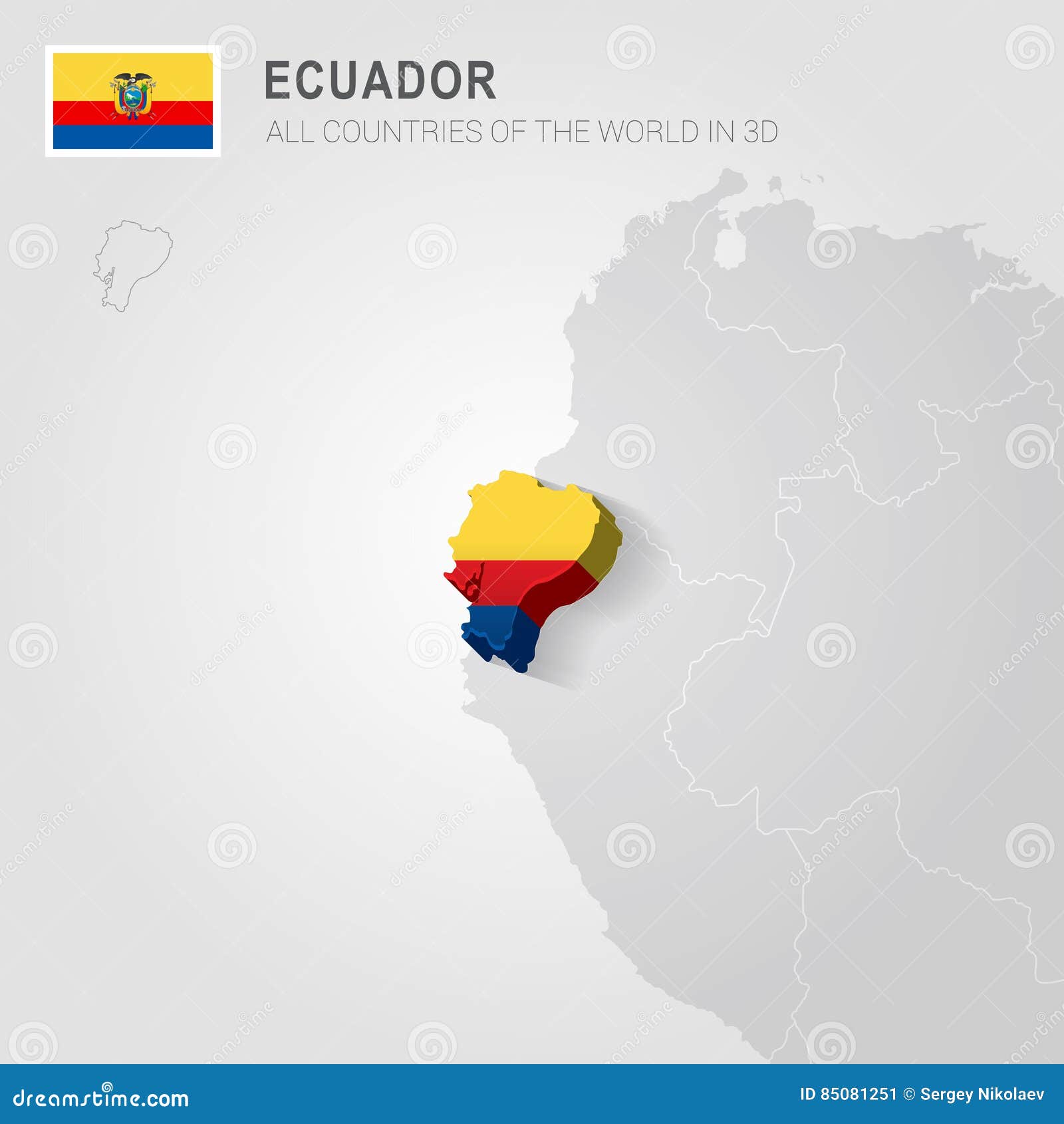 Ecuador drawn on gray map. stock vector. Illustration of geography ...