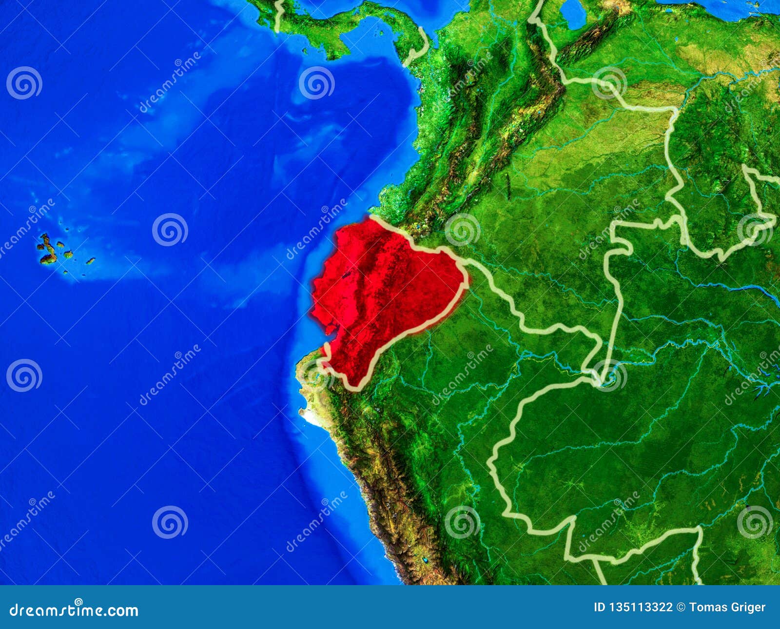Ecuador on Earth with Borders Stock Photo - Image of planet, country ...