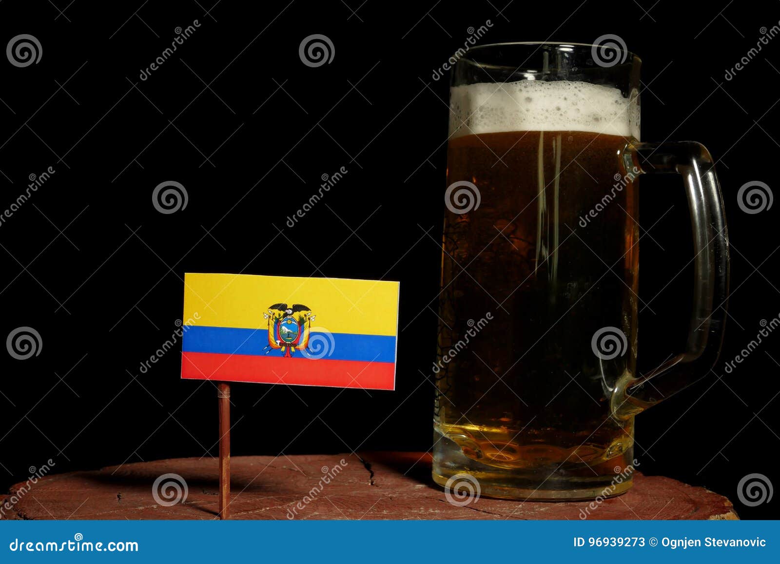 Ecuador Flag with Beer Mug Isolated on Black Stock Image - Image of ...