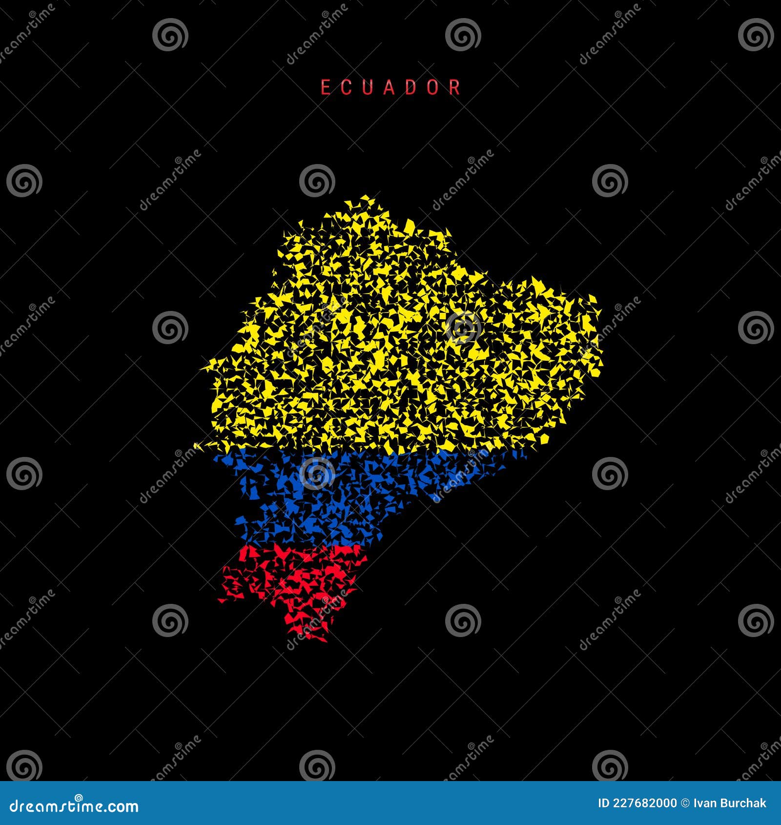 Ecuador Flag Map, Chaotic Particles Pattern in the Ecuadorian Flag ...