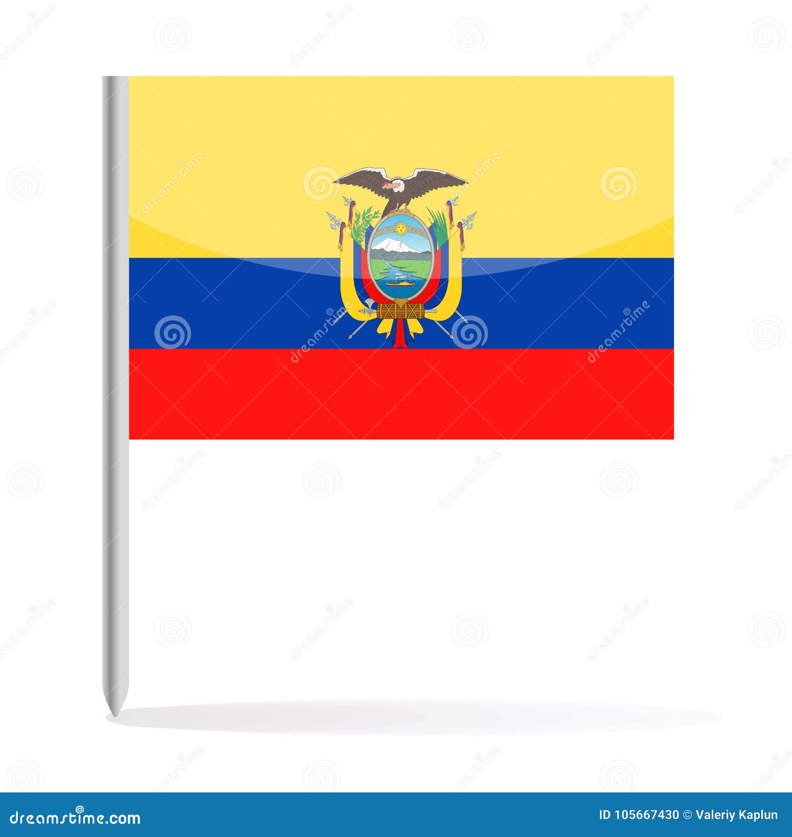 Ecuador Flag Pin Vector Icon Stock Illustration - Illustration of event ...