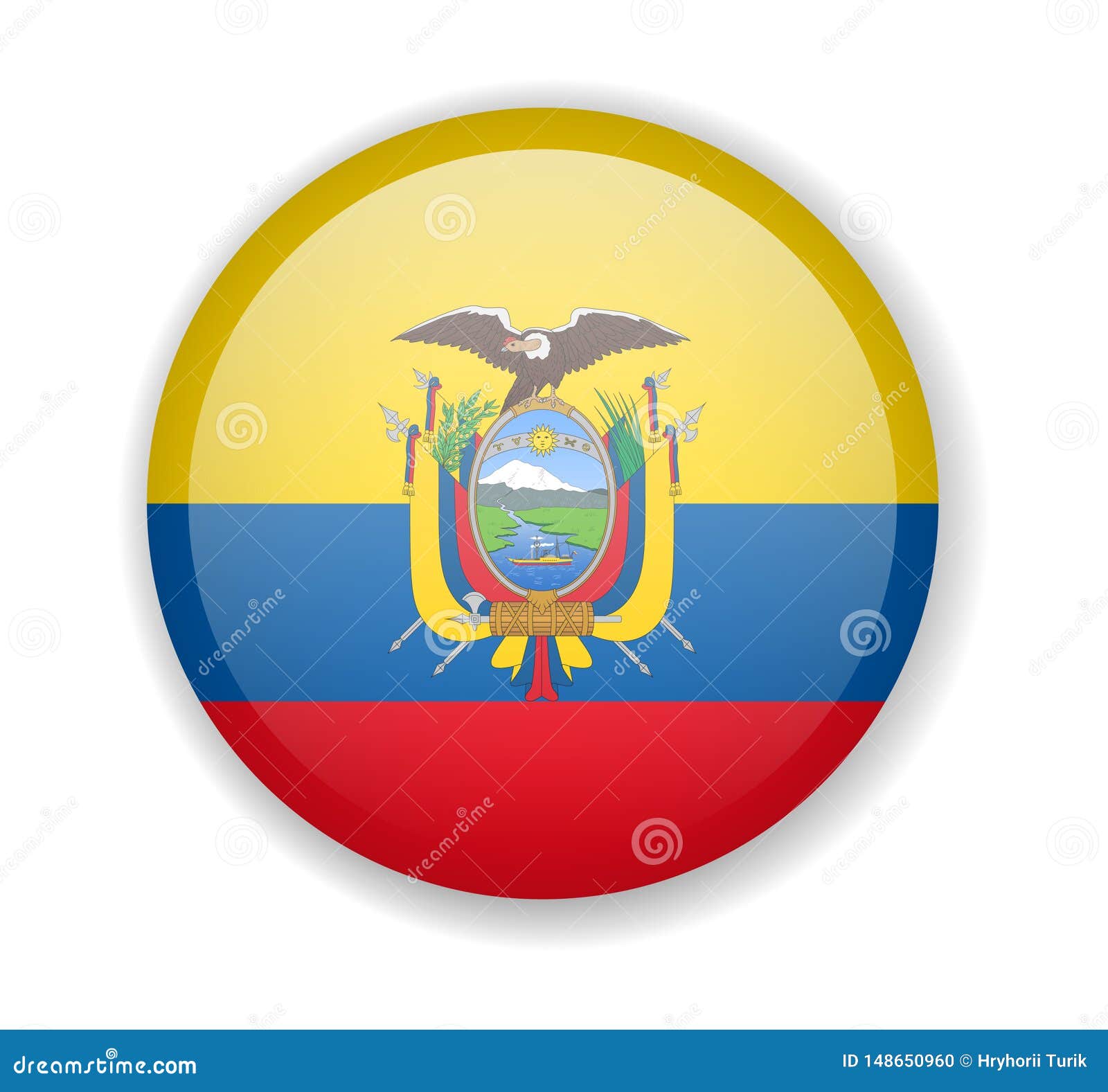Ecuador Flag Round Bright Icon on a White Background Stock Illustration ...