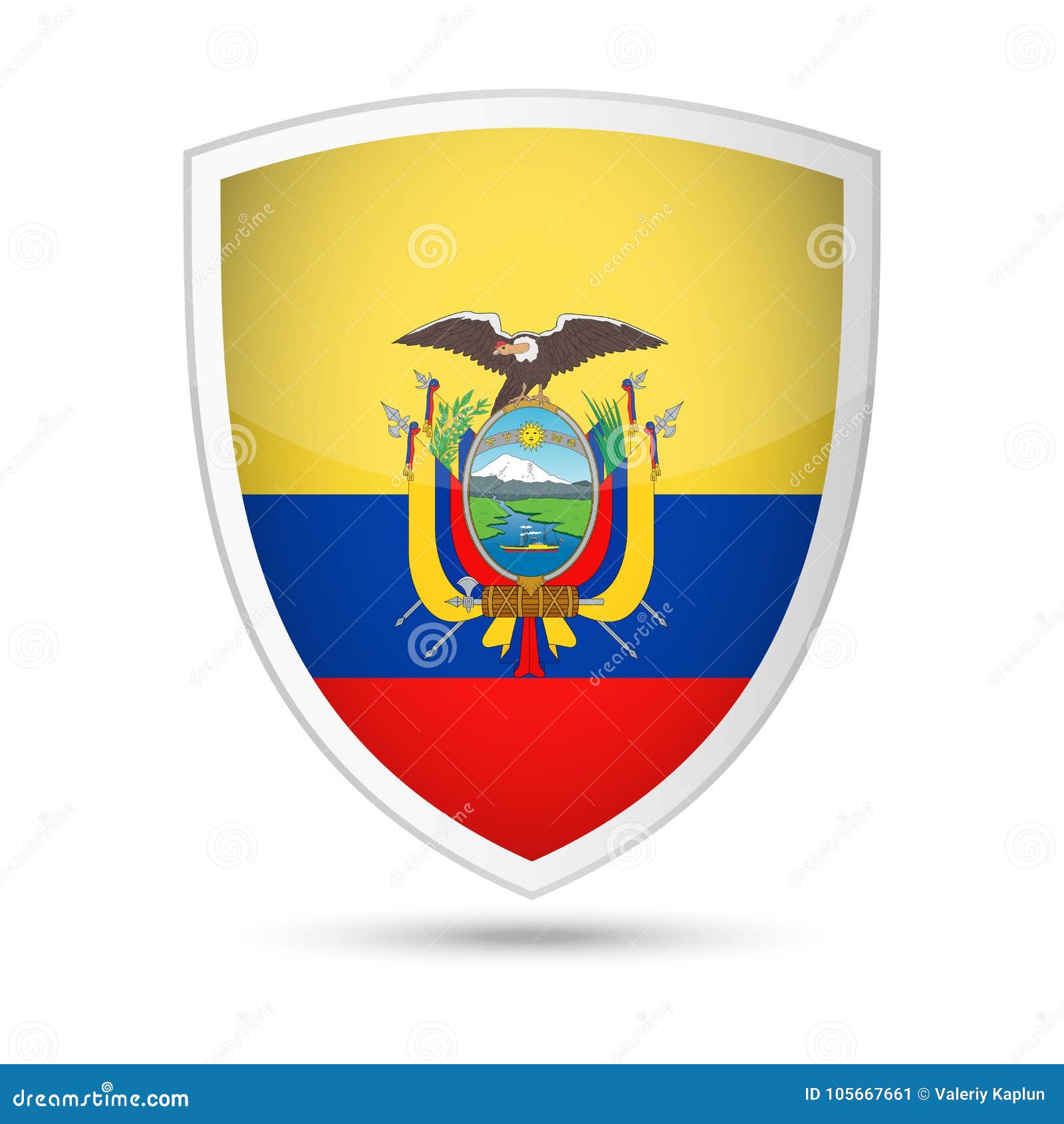Ecuador Flag Vector Shield Icon Stock Illustration - Illustration of ...