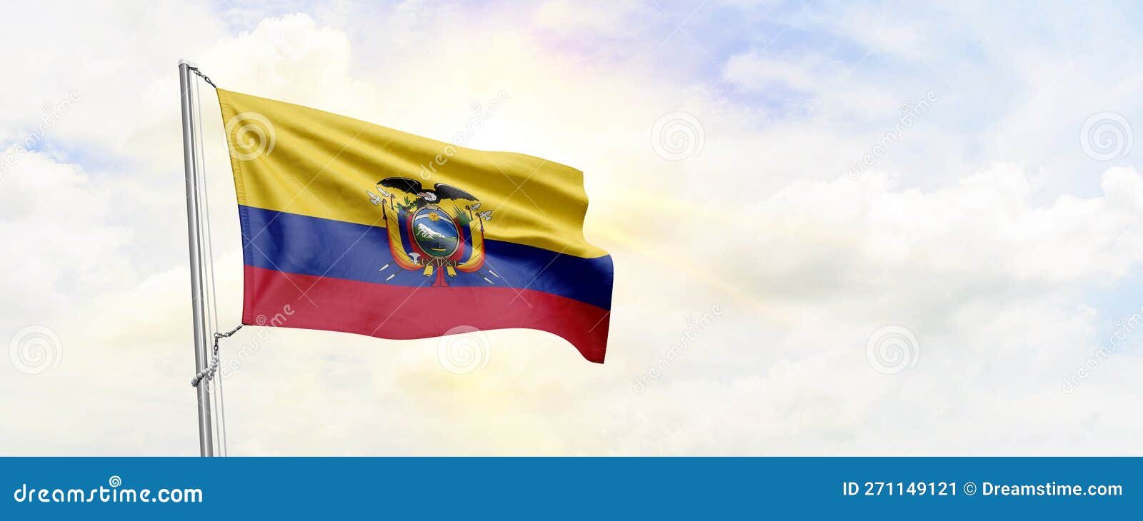 Ecuador Flag Waving on Sky Background Stock Illustration - Illustration ...