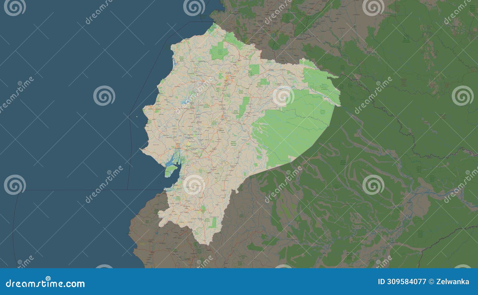 Ecuador Highlighted. Topo Standard Stock Illustration - Illustration of ...