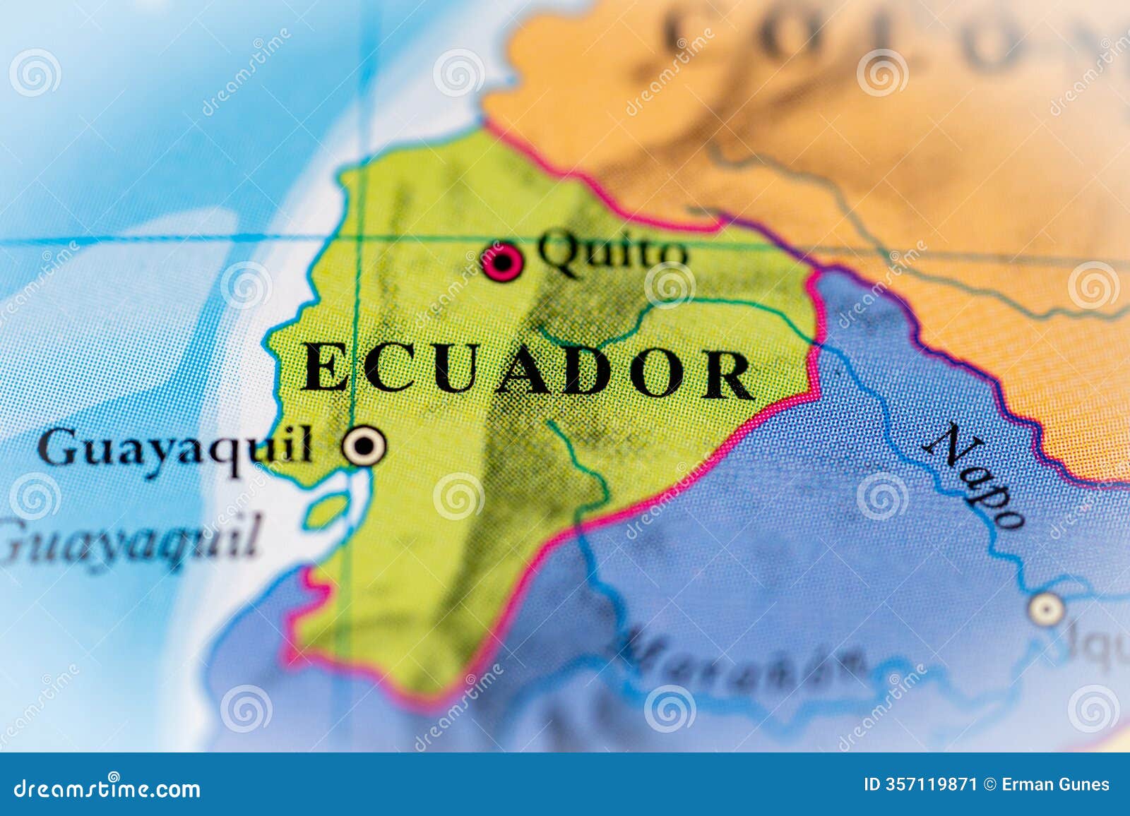 Ecuador Highlighted on a World Map Stock Image - Image of journey, atlas: 357119871
