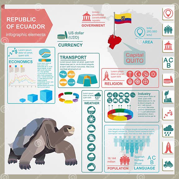 Ecuador Infographics, Statistical Data, Sights Stock Vector ...