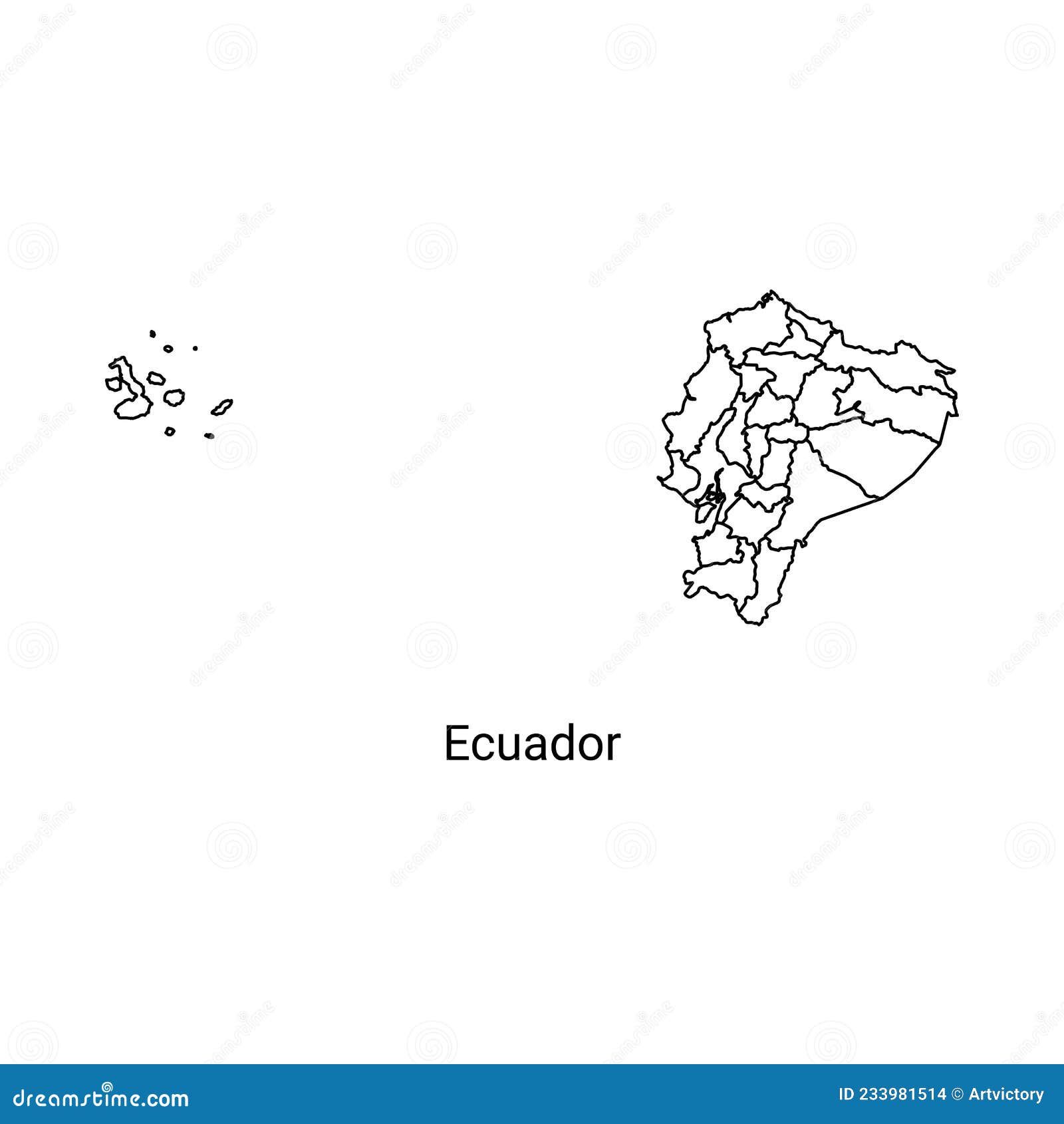 Ecuador Map Color Line Element. Border of the Country Stock Vector ...