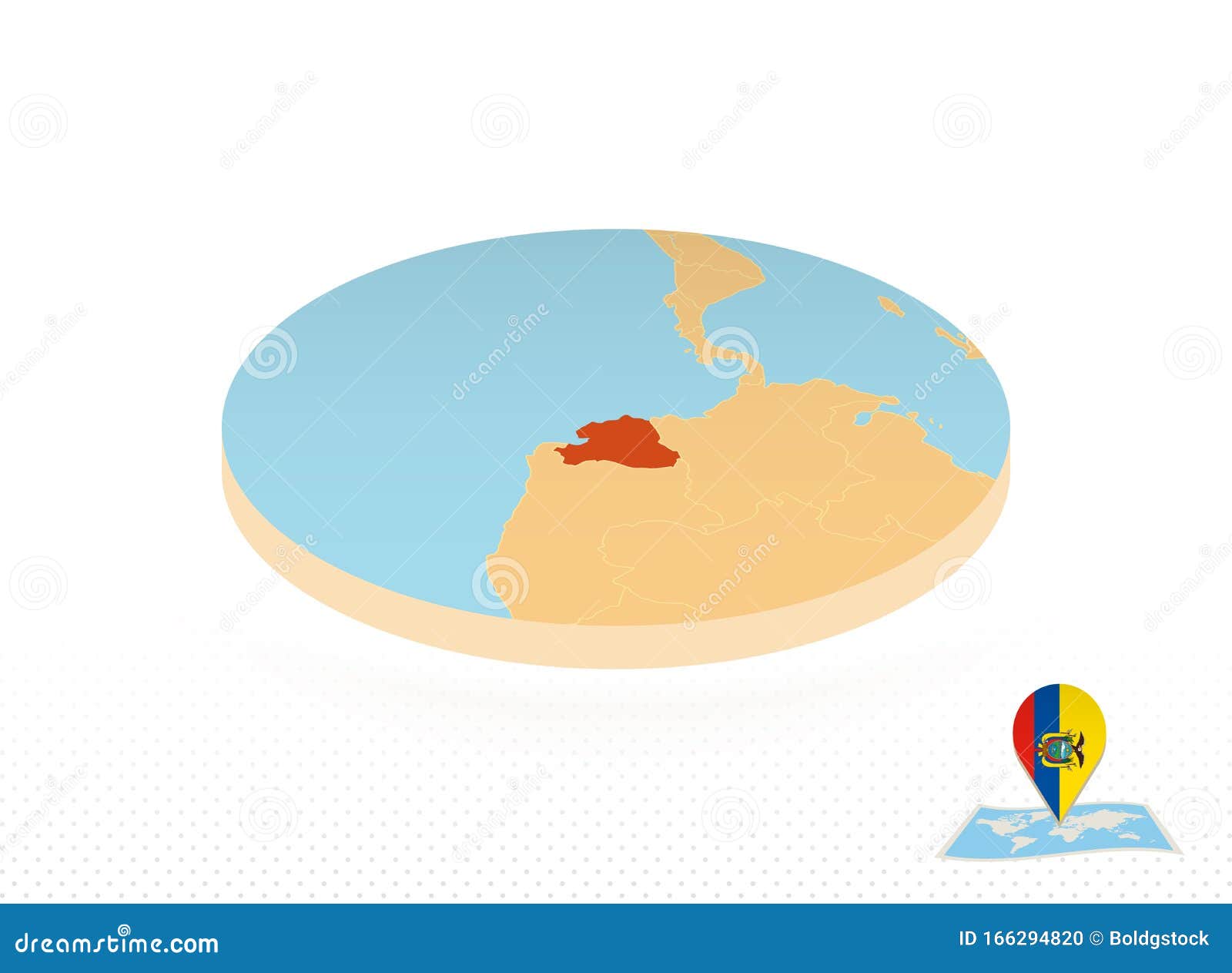 Ecuador Map Designed in Isometric Style, Orange Circle Map Stock Vector ...