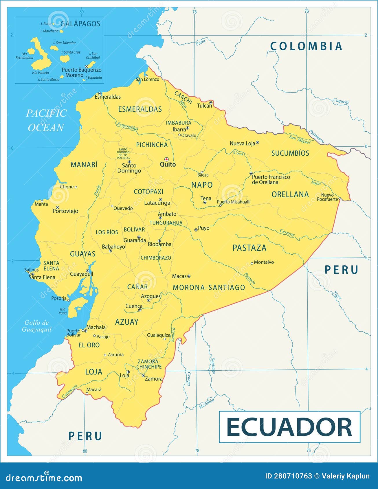 Ecuador Map - Highly Detailed Vector Illustration Stock Vector ...