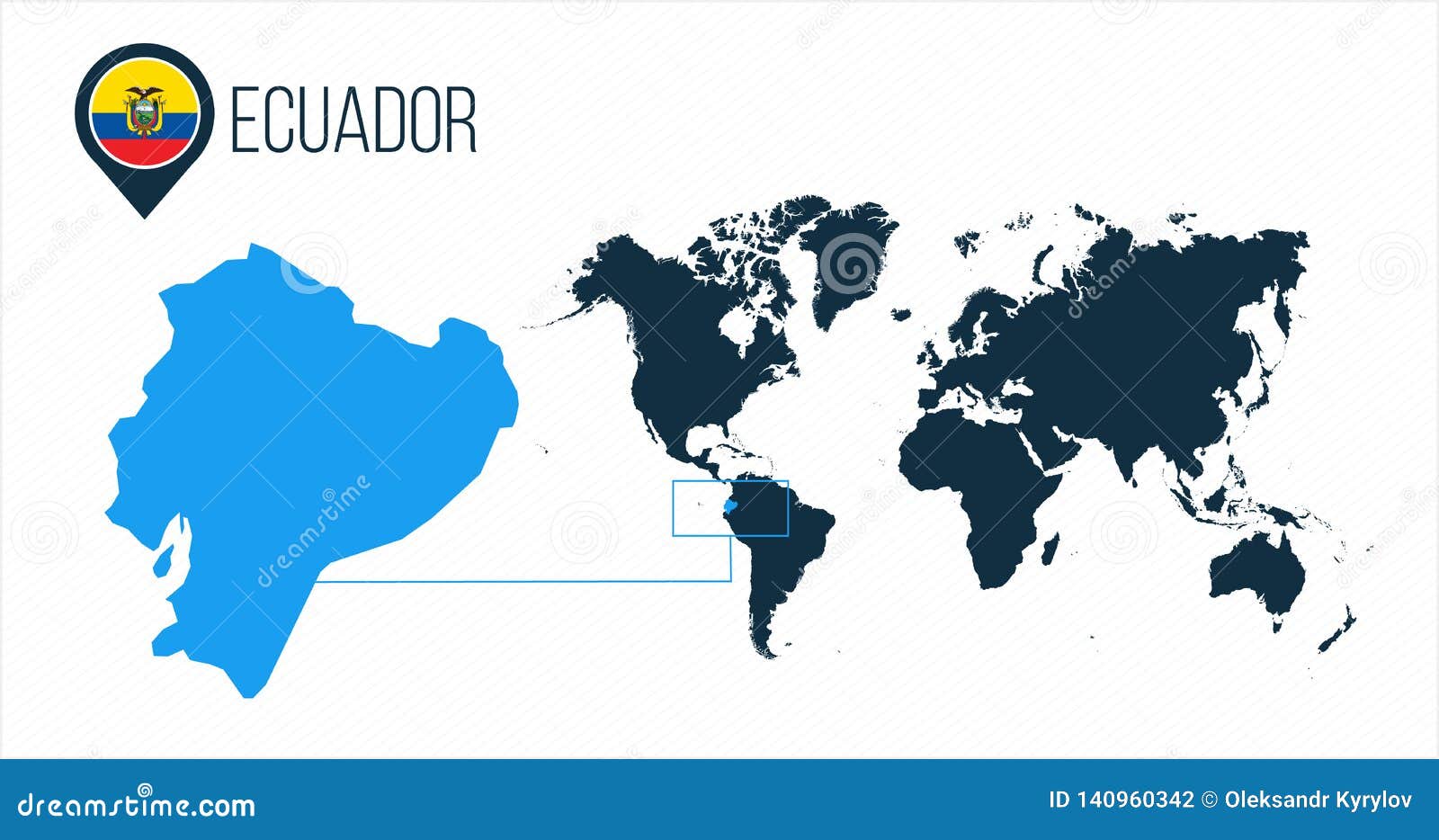 Ecuador Map Located On A World Map With Flag And Map Pointer Or Pin. Infographic Map. Vector ...