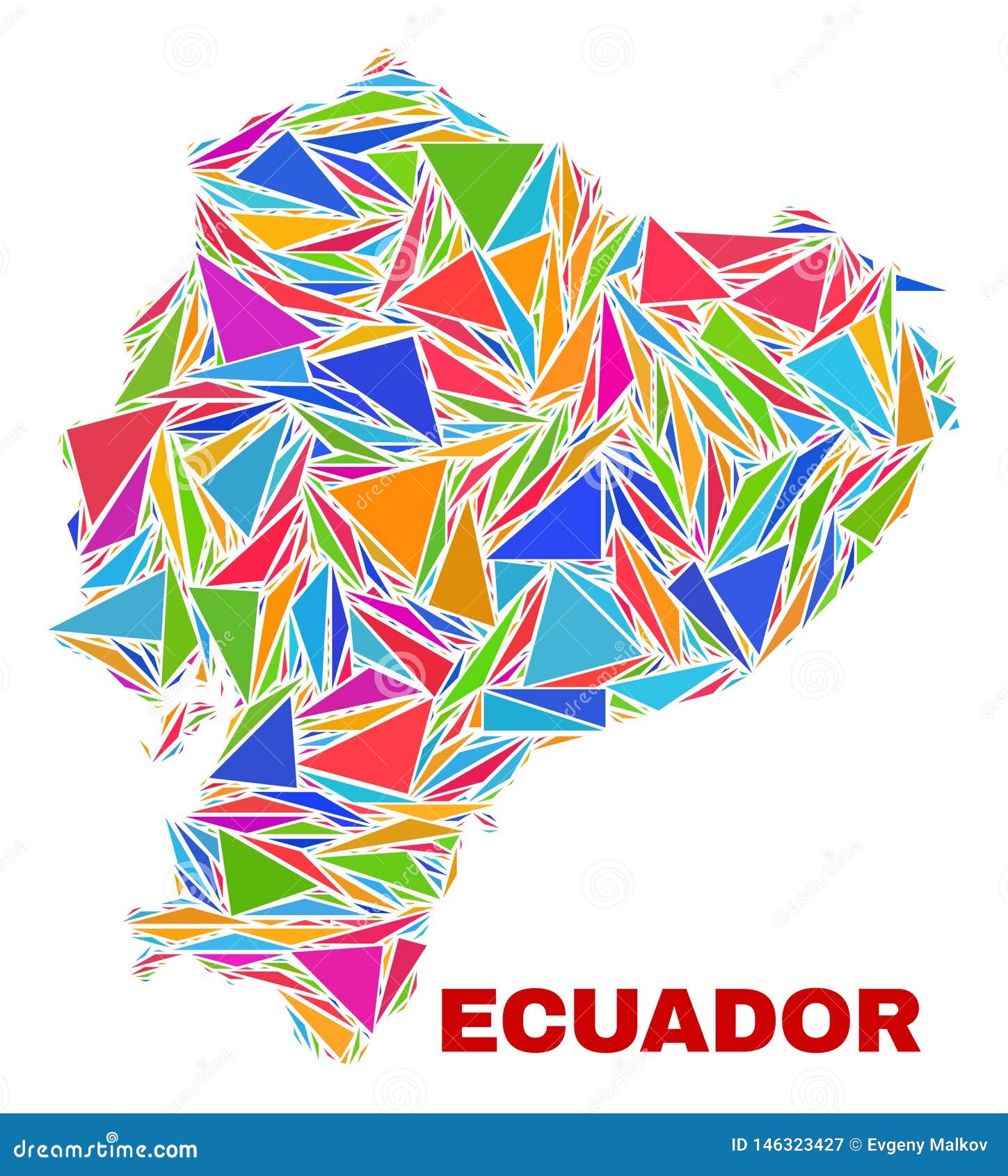 Ecuador Map - Mosaic of Color Triangles Stock Vector - Illustration of ...