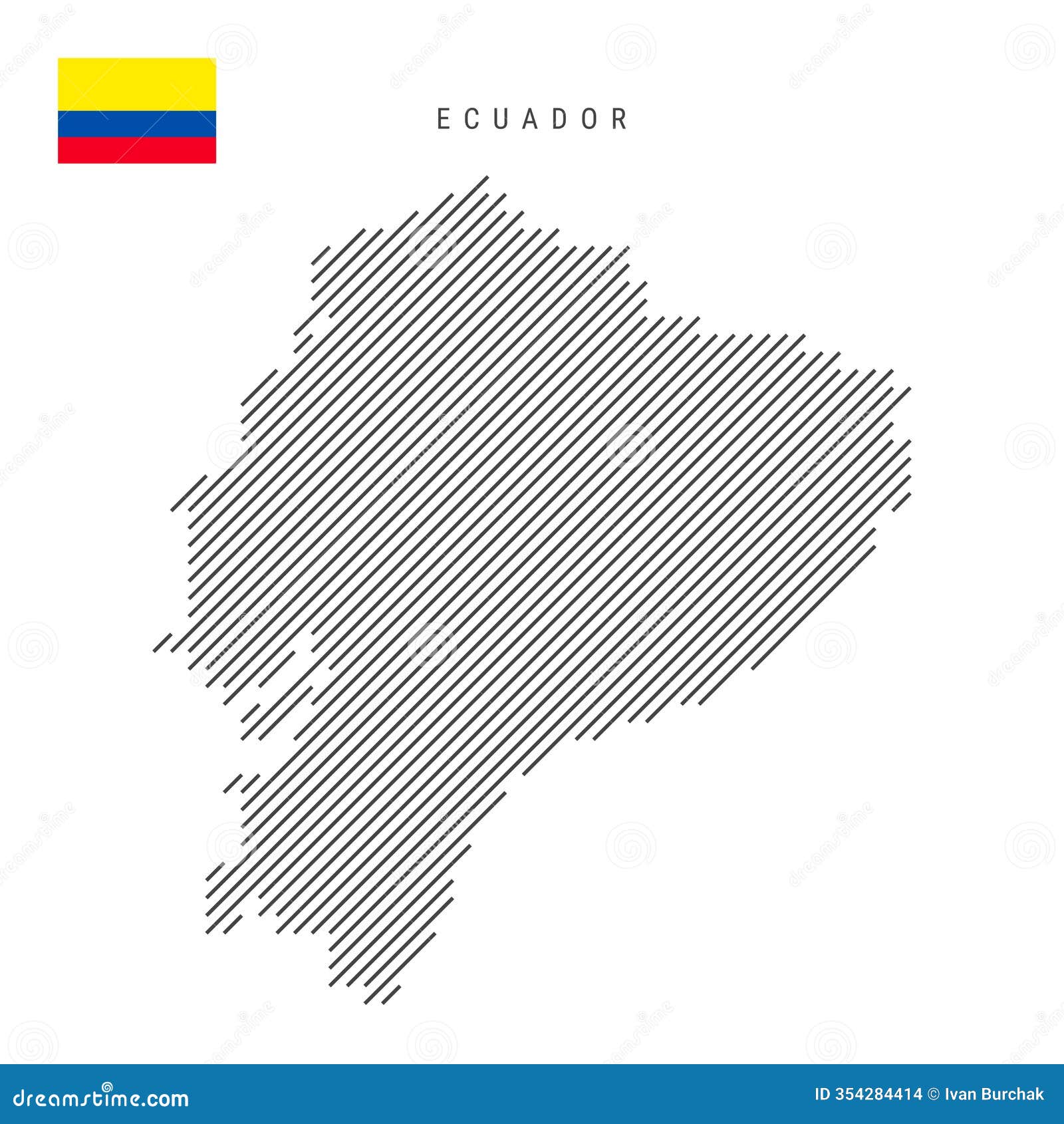 Ecuador Map from Pattern of Black Slanted Parallel Lines. Flat Vector ...